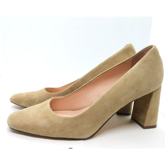 J. Crew | Shoes | J Crew Classic Tan Suede Block Heel Pumps Sz 7 Us ...
